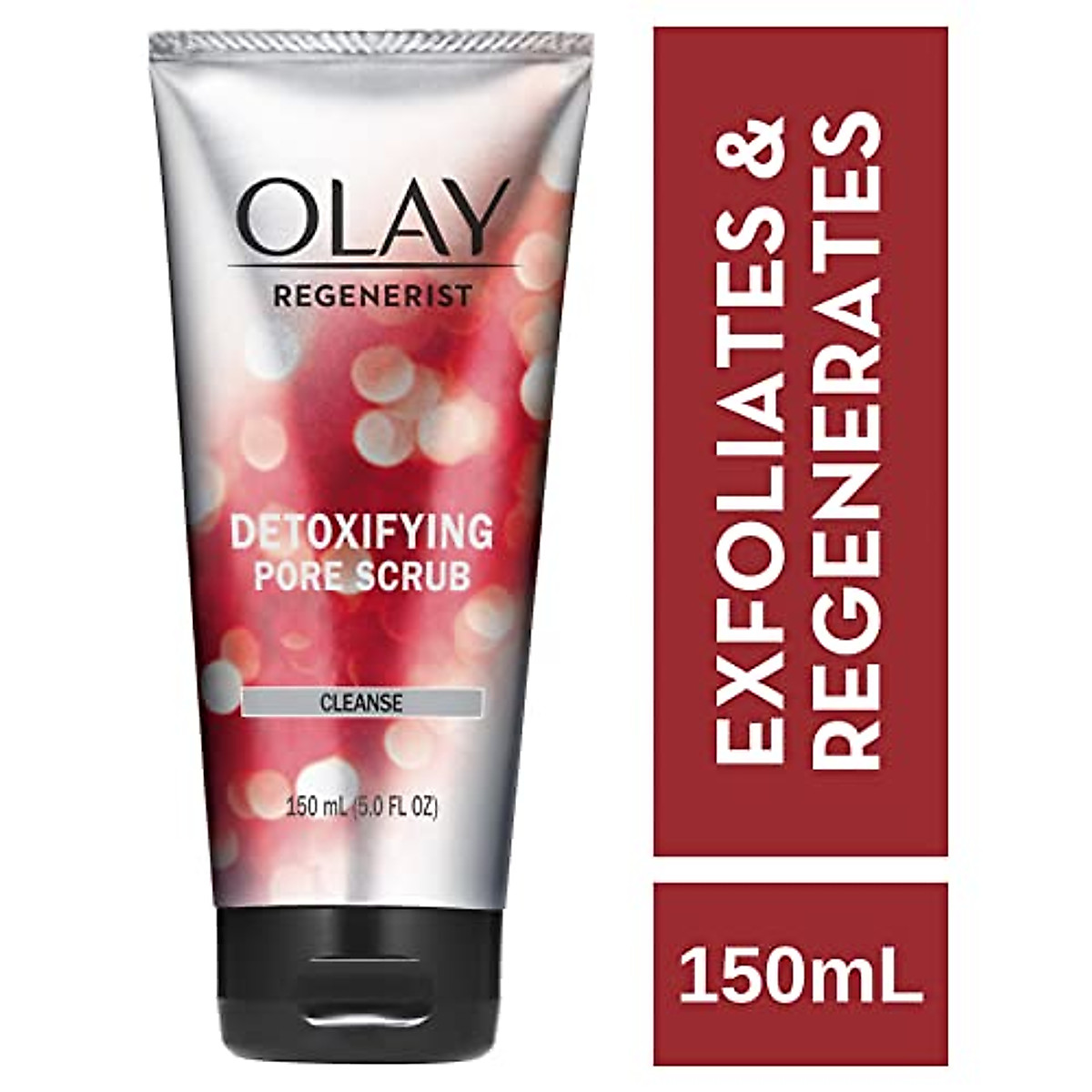 Facial Cleanser by Olay Regenerist, Detoxifying Pore Scrub & Exfoliator, 5 Fl Oz (Pack of 3)