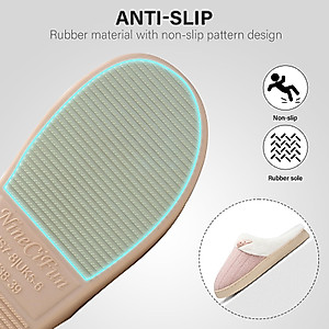 NineCiFun Women's Slippers Scuff Comfy Lightweight House Shoes Slip on Memory Foam Bedroom Slippers Indoor Outdoor Home Shoes with Soft Terry Lining（Pink，7-8）