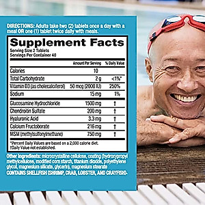 Glucosamine Chondroitin MSM & Vitamin D3 Joint Health Supplement, Move Free Advanced Joint Support Tablets For Men & Women (80cnt box), With Vitamin D3 To Support Bone & Immune Health