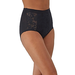 Bali Women's Breathe High-Rise Panty, Breathable Lace Modal Brief Underwear, 3-Pack, Black/Black/Gloss