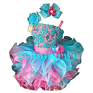 Jenniferwu G135BL Infant Toddler Baby Newborn Little Girl's Pageant Party Birthday Dress Blue Size 3-6M