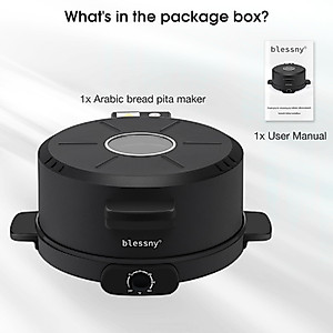 blessny 12" Arabic Bread Maker Machine, Upgrade 2 in 1 Electric Pizza or Pita Making Oven for Home, 1800W with 110V US Plug and Temperature Adjust