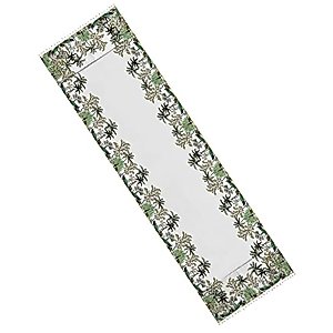 Fridge Dust Cover with Pockets, Summer Palm Tree Microwave Oven Dustproof Cover Decorative Kitchen Appliance Protector Cover Multi-Purpose Top Covers 12"x35" Tropical Green Leaves Peacock