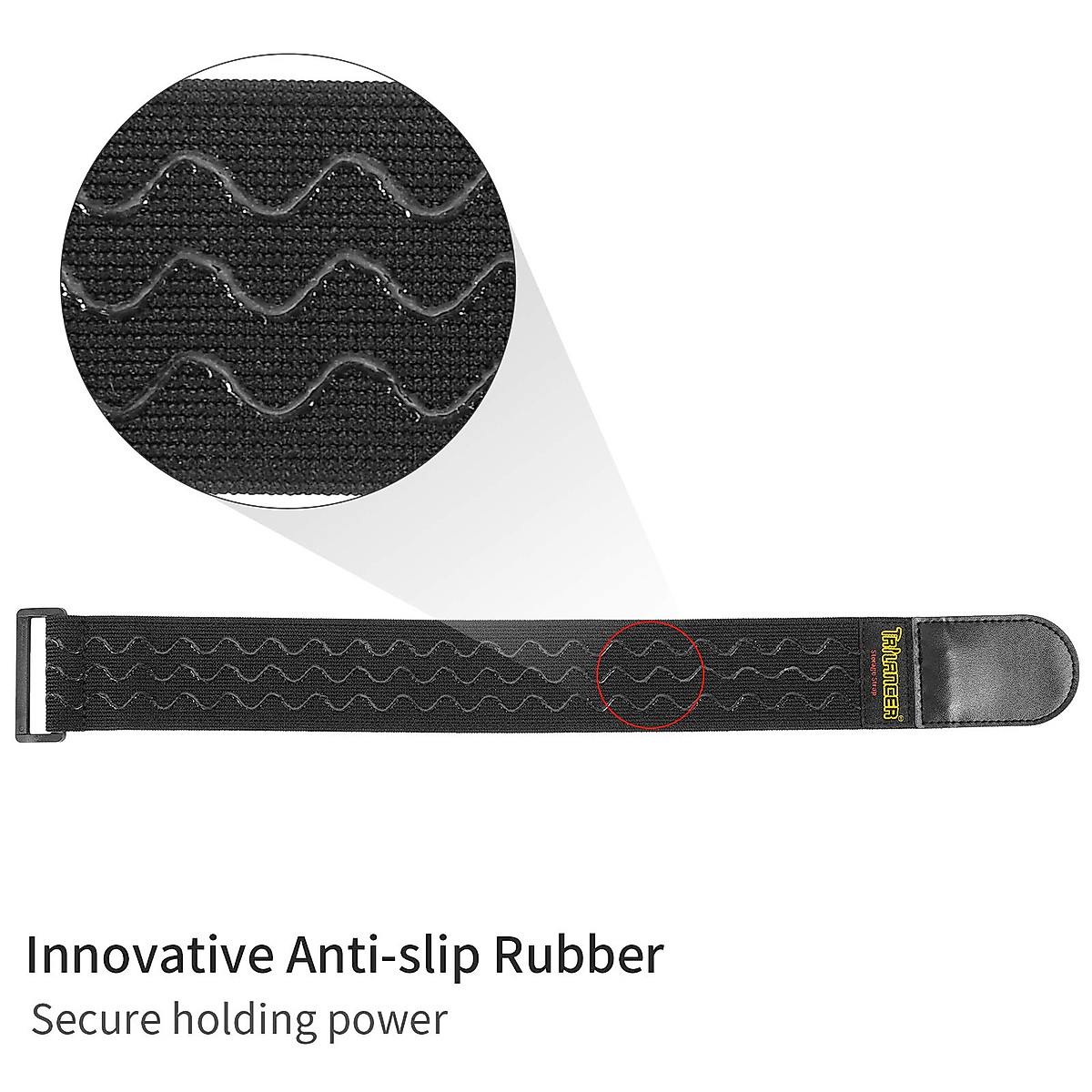 Trilancer Elastic Cinch Straps with Anti-Slip Strips, 2" x 18"(8 Pack) Hook and Loop Storage Straps with Buckle, Bundling Straps for Extension Cords, Cables, Ropes, Hoses, Bike, Boat, Pant Garters