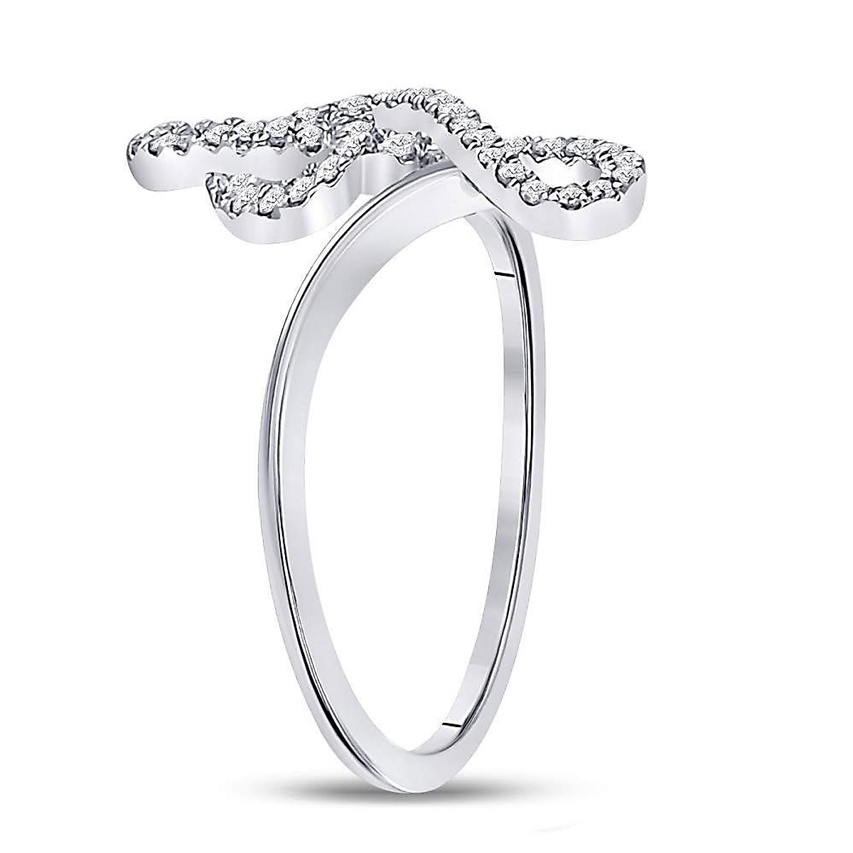 The Diamond Deal 10kt White Gold Womens Round Diamond Treble Clef Music Note Fashion Ring 1/6 Cttw