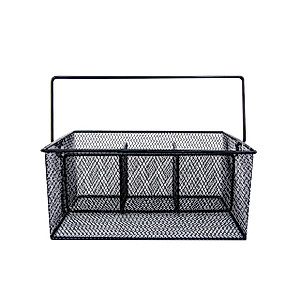 Maypes Utensil Caddy -Silverware Caddy for Parties, Spoon Holder, Buffet Organizer for Condiments, Napkin, Forks, Knives -Stainless Steel Flatware Caddy for Home, Picnics or Entertaining Evens (Black)