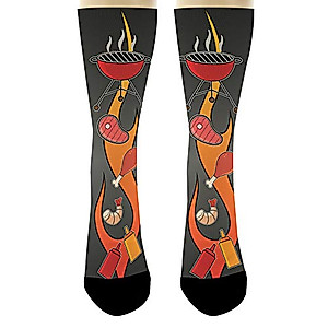 ThisWear Manly Birthday Gifts for Dad Grill Master Accessories BBQ Lover Gifts 1-Pair Novelty Crew Socks