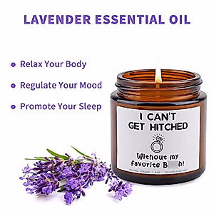 Bridesmaid Proposal Gifts Can't Get Hitched Lavender Scented Soy Candle - Wedding or Bachelorette Party Best Friend Birthday Gifts for Women Funny Gifts 4OZ