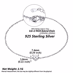 Silvora Dainty Heart Letter S925 Sterling Silver Anklet Initial Anklets for Women-Non-Tarnish Adjustable Ankle Bracelet for Women, Perfect Gift for Beach, Party, Everyday Wear