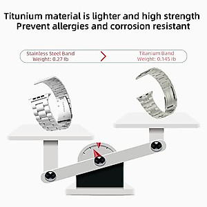 iiteeology Compatible with Apple Watch Band 49mm 45mm 44mm 42mm, Titanium Strap for Men with Double Button Clasp for iWatch Ultra SE Series 8 7 6 5 4 3 2 1, Silver