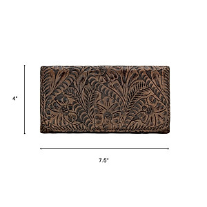 American West Women's Tri-Fold Leather Wallet Billfold for Women