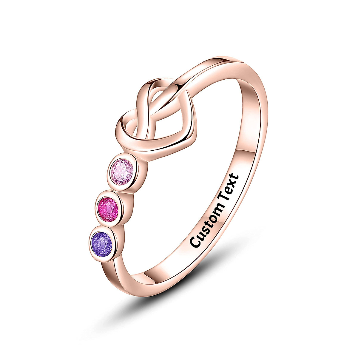 ROWAWA Family Ring with 3 Mother Child Birthstones Women's Ring Mother's Day Daughter Jewelry Grandmother Gift Personalized Best Friend Friendship sisters Custom Name Sterling Silver