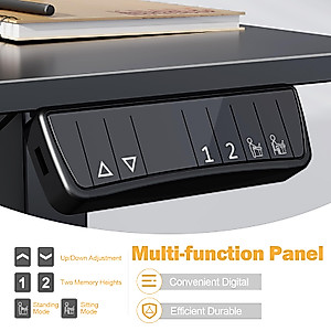 Mr IRONSTONE Standing Desk, 47 x 24 Inches Electric Height Adjustable Desk with 3 AC Outlets & 2 USB Ports, Stand Up Desk with 2 Drawers and Large Monitor Stand, Black