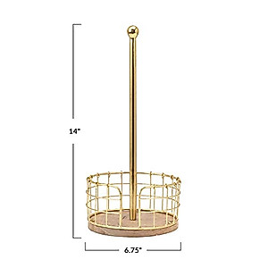 Bloomingville Metal & Wood Basket Base, Gold Finish Paper Towel Holder