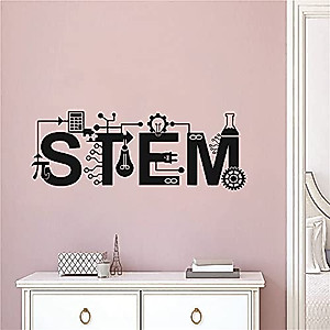 Home Interior Sticker STEM Technology Wall Art Sticker for Classroom Laboratory,Science Math Education Wall Decal School Bedroom Wall Mural TM-70 (Black)