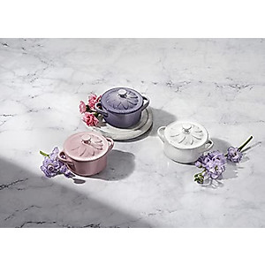 Le Creuset Stoneware Mini Round Cocotte with Flower Lid, 8oz., Provence