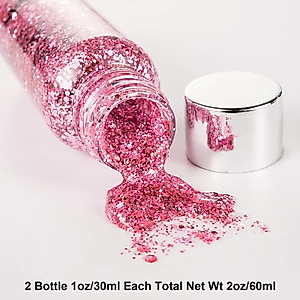 KIMIEYE Mermaid Sequins Body Glitter Gel Set of 2 Bottle, Long Lasting Holographic Glitter Liquid Body Makeup for Women, Waterproof Face Glitter Gel Total 9 Colors Available (#9 White - (2 Bottle))