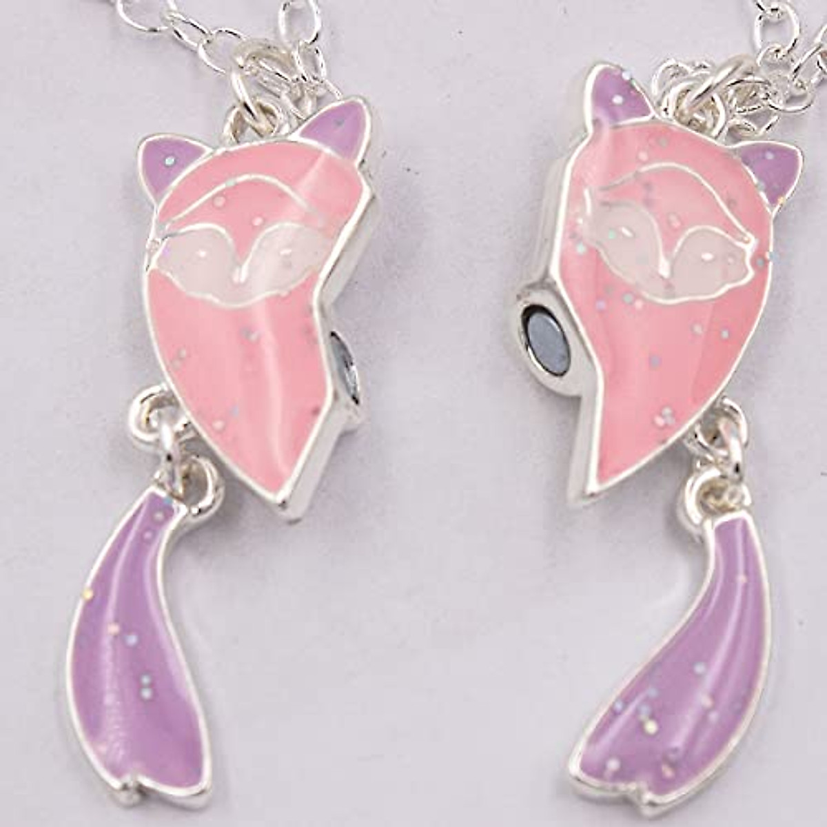 yomlry 2Pcs Best Friend Necklace Heart Pendant BFF Gifts Necklace Fox Charm Friendship Jewelry for Girls purple