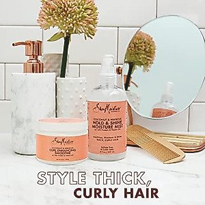 SheaMoisture Bundle Styling Cream Curly, Frizzy Hair Coconut & Hibiscus Curling Cream for Natural Hair 12oz, 8oz, Transparent