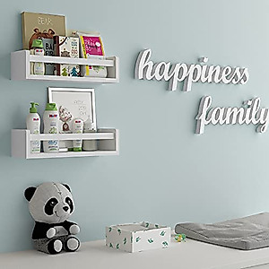 Wallniture Madrid Book Shelves for Kids Room Decor and Nursery, 17" Floating Shelves for Wall, White Bookshelf Set of 2
