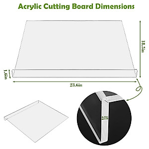 Acrylic Large Cutting Board 24" x 18" With Lip, Oleksand Chopping Board For Kitchen,Clear Non Slip Countertop Board Includes Anti-slip Strips. (1, 24x18)