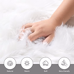 fruimul Faux Fur Rug, Fluffy Shaggy Area Rug Ultra Soft 2 x 3 Feet Sheepskin Fur Rug, White Fuzzy Rug Machine Washable Shag Rug, Nursery Decor Throw Rugs for Bedroom, Kids Room, Living Room(2x3)
