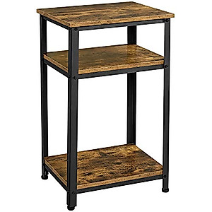 Yaheetech Tall End Table, 30 Inches High Side Table with Wooden Shelves & Strong Metal Frame, Large 3-Tier Telephone Table for Living Room Small Space, Rustic Brown