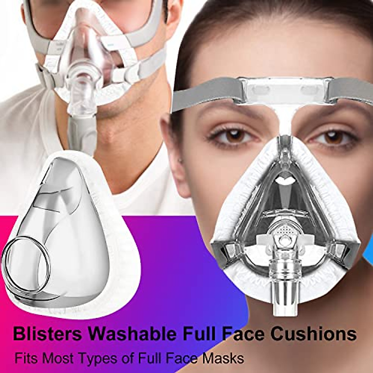 6 Pack Full Face CPAP Mask Liners, Compatible with ResMed AirFit F20 Masks,Compatible with Airtouch F20 Masks,Reusable Cushion Covers, (White)