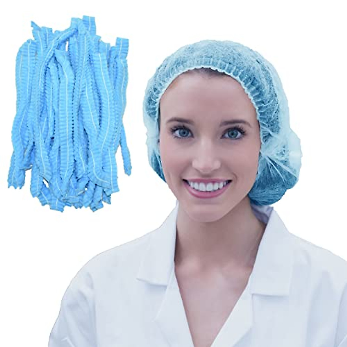 Disposable Bouffant Caps | 24 Inch | Blue | 100 Pack | Head Covers | Hair Nets
