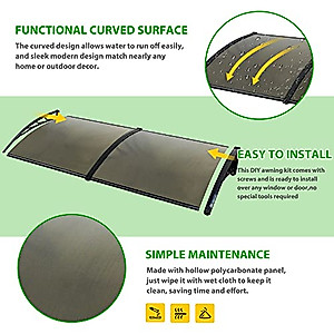 40 inch x 80 inch Window Awning Door Canopy Polycarbonate Cover Outdoor Front Door Patio Sun Shetter (Brown 1pcs)