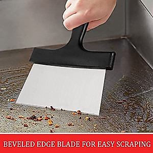 SHANGPEIXUAN Grill Griddle Scraper Stainless Steel Blade Grill Slant Edge Scraper Plastic Handle,Sturdy Food Scraper Tool Kitchen for Blackstone Grill Accessories,Outdoor Barbecue Turners Tools…