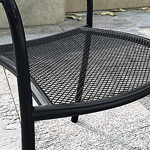 Royal Garden Metal Patio Outdoor Tables and Chairs Set Up - Nova Collection - Industrial Steel Mesh 5-Piece Round Dining Set - Black