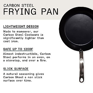 Made In Cookware - 12" Blue Carbon Steel Frying Pan - (Like Cast Iron, but Better) - Professional Cookware - Crafted in France - Induction Compatible