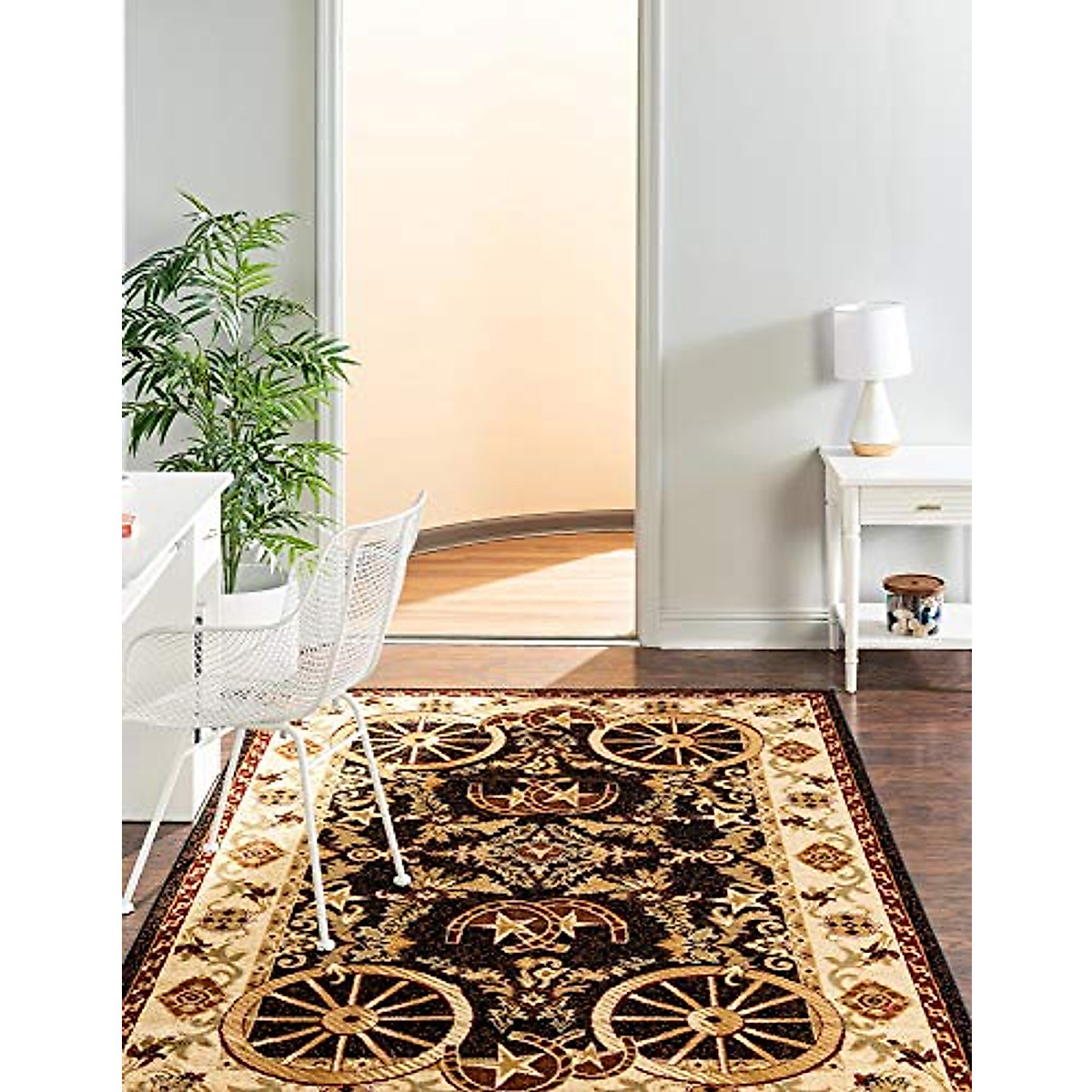 Rugs.com Pioneer Collection Rug – 4' x 6' Black Medium-Pile Rug Perfect for Living Rooms, Large Dining Rooms, Open Floorplans