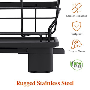 Lifewit Large Dish Drying Rack for Kitchen Counter, Dish Drying Rack with Drainboard, 2 Tier Stainless Steel Dish Rack Drainboard Set, Raised Dish Countertop Drainer with Removable Utensil Cup Holder