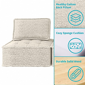 CECER Modular Sectional Sofa, Armless Floor Sofa Couch, Convertible Sofa Bed, Oversized Variable Sectional Sofa Couches for Living Room, Free Combination 2 PC, Beige