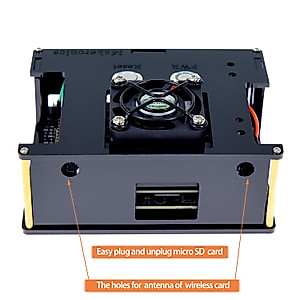 Makeronics Acrylic Case/Enclosure (Black) for Jetson Nano B01 and A02 with Camera Case | Power & Reset Control Switch | Cooling Fan | Assembly Instruction Included