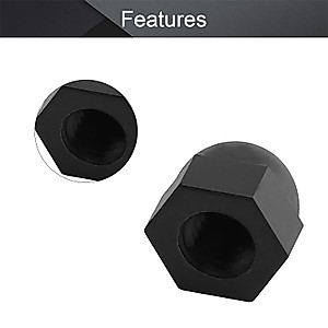 MroMax M4-0.7 Acorn Cap Nuts, 90Pcs Black Nylon Acorn Nuts, Female Thread Bolt Protection Cover, Dome Head Hex Nuts, Crown Cap Nuts for Indoor Outdoor ﻿