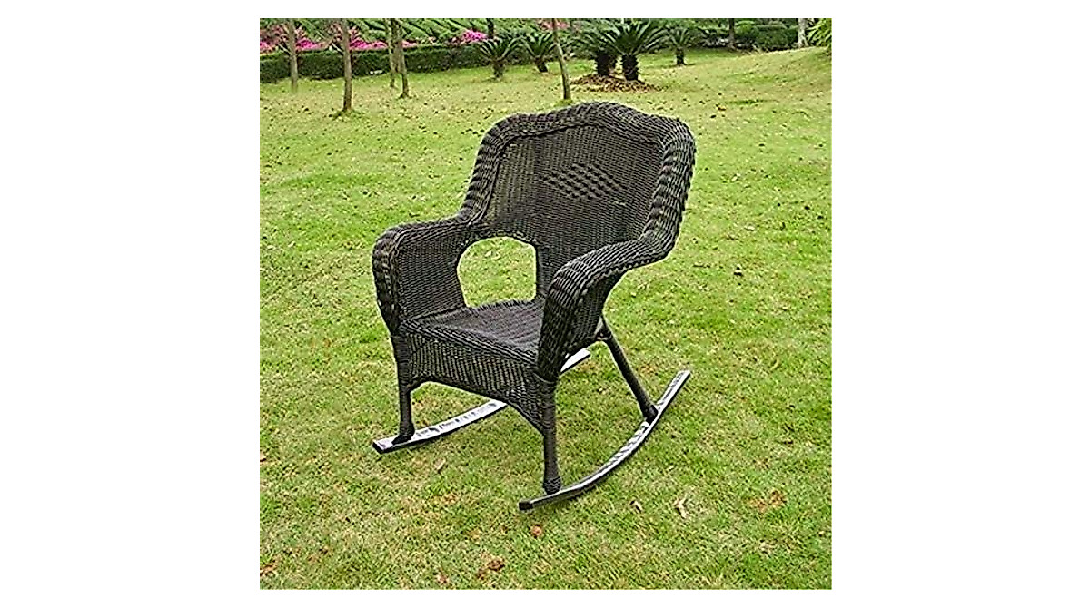 International Caravan Camelback Resin Wicker Outdoor Rocker
