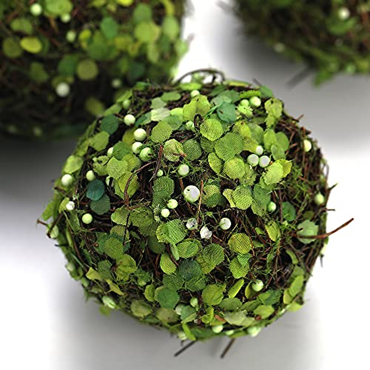 BYHER Decorative Balls for Bowls, Fake Moss Ball for Vase Filler Home Decor (3.2" - Set of 6)