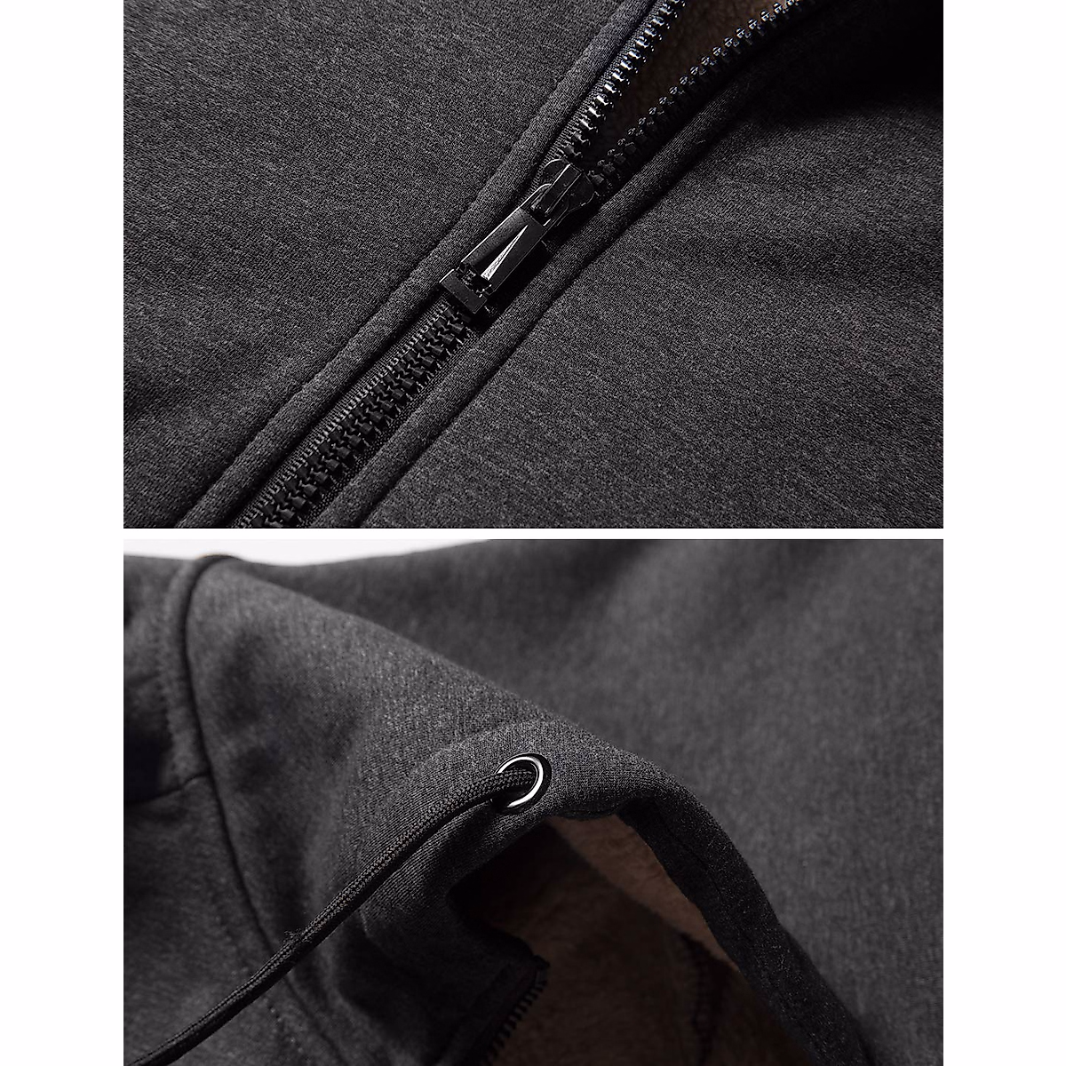 Gihuo Men's Winter Sherpa Lined Hoodie Zip Up Sweatshirt Heavyweight Warm Fleece Jacket with Pockets (Dark Grey, Large)