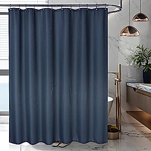 GlowSol Polyester Waffle Weave Fabric Shower Curtain Bathtub Curtain Hotel Grade Shower Curtain for Bathroom Water Proof 96 Inches Long Navy