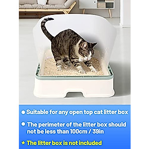 11.8 x 39.4 in Cat Litter Box Shield - Litter Box Splash Guard with 2 Roll of Hook-and-Loop Fasteners for Open Litter Box Keeping Clean (Litter Box Not Included)