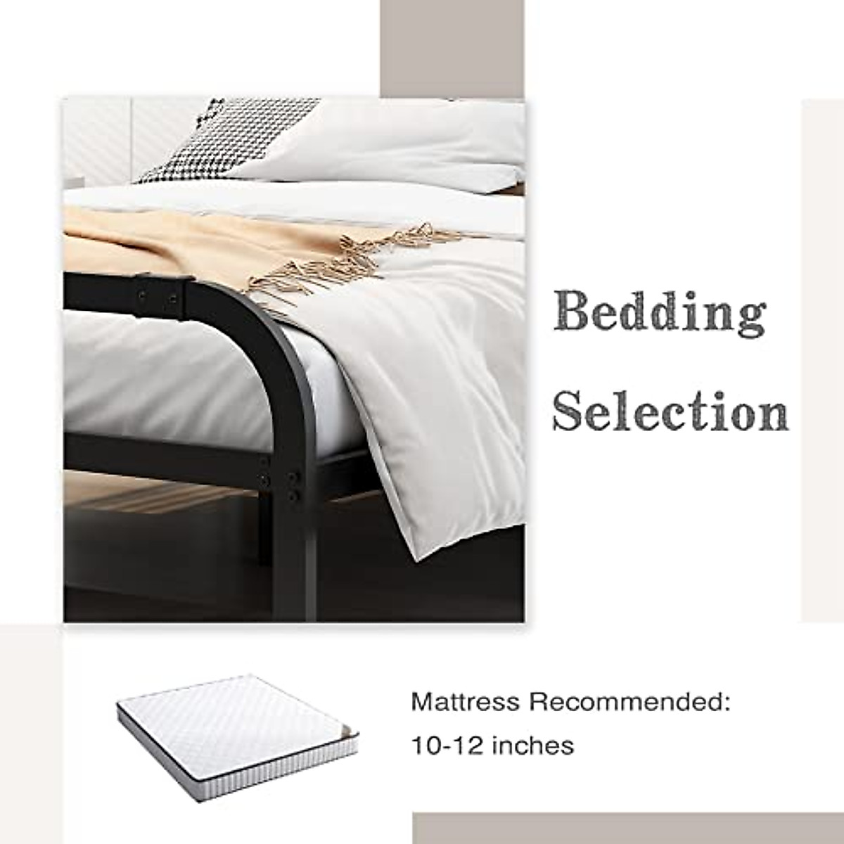 alazyhome Metal Platform Heavy Duty Twin XL Size Bed Frame with Headboard and Footboard Sturdy Steel Support No Box Spring Needed Easy Assembly Black