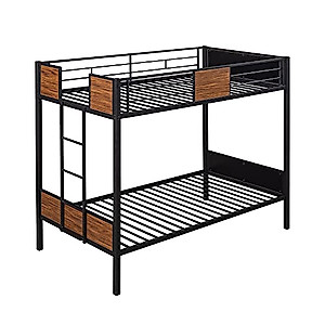 Tidyard Twin-Over-Twin bunk Bed Modern Style Steel Frame bunk Bed with Safety Rail, Built-in Ladder for Bedroom, Dorm for Bedroom Dorm Guest Room Home Furniture