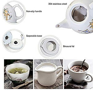 FairUo Kettles, Ceramic Electric Kettle Cordless Water Teapot Teapot-Retro 1L Jug 1000W Water Fast for Tea, Coffee, Soup, Oatmeal-Removable Base Automatic Power off Boil Dry Protection