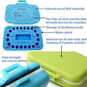 Baby Teeth Keepsake Box, Tooth Fairy Box, Tooth Storage Holder, Lost Deciduous Tooth Collection Organizer with 2Pcs Tooth Fairy Golden Coin, Save Children Teeth to Keep The Childhood Memory (Blue)