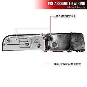Carpartsinnovate For 98-11 Ford Crown Victoria Black Headlights+Corner Turn Signal Lamps Left+Right