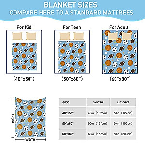 Sports Blanket for Boys Girls Soft Warm Lightweight Flannel Plush Basketball Baseball Football SoccerThrow Blanket Sport Gifts for Kids Teen Adults All Season Sofa Bed Living Room Home Decor 40"x50"