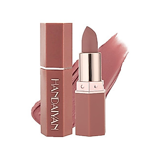 Matte Nude Lipstick Lip Stain Velvet Smooth Lip Stick Waterproof Long Lasting Lip Gloss,Moisturizer Non-Stick Cup Highly Pigmented Natural Lipstick Lip Color Lip Makeup,Perfect Lipstick Gift- Nude